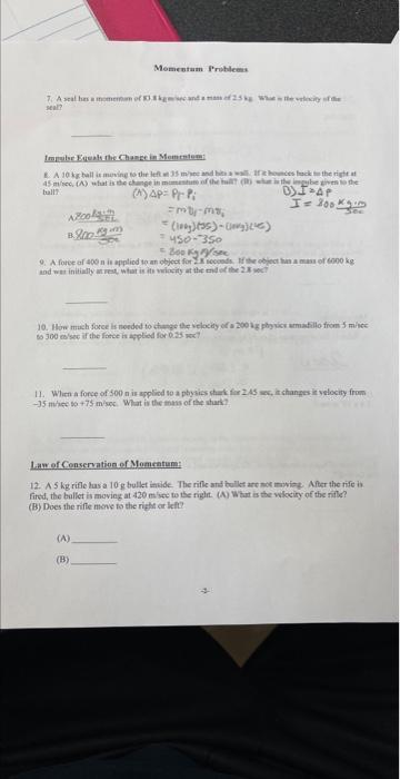 Solved momentum problemsquestions include: impulse, | Chegg.com
