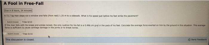 Solved A Fool in Free-Fall Dut in hours, 24 minutes A 72.2 | Chegg.com
