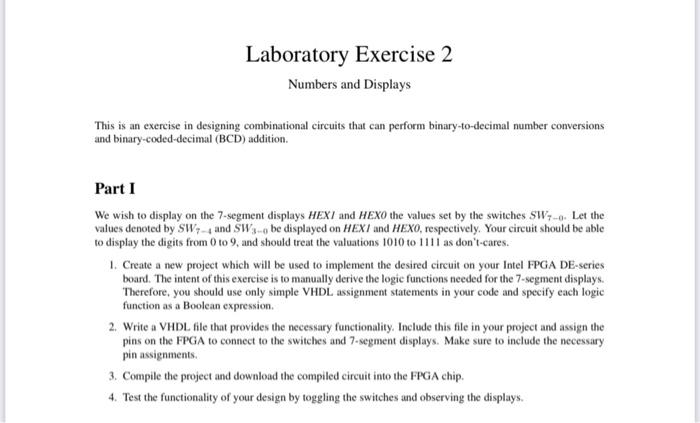 Solved Laboratory Exercise 2 Numbers and Displays This is an | Chegg.com