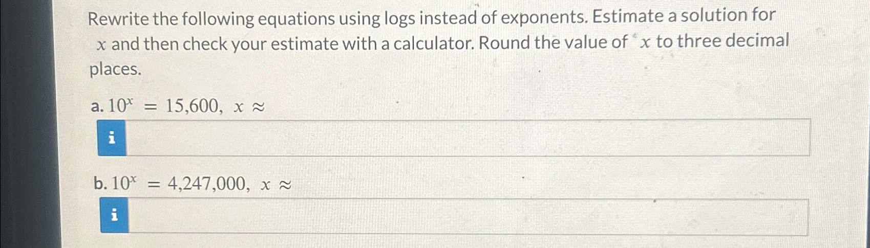 Solved Rewrite the following equations using logs instead of | Chegg.com
