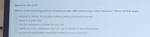 Solved Question 20 ﻿of 21.Which of the following actions | Chegg.com