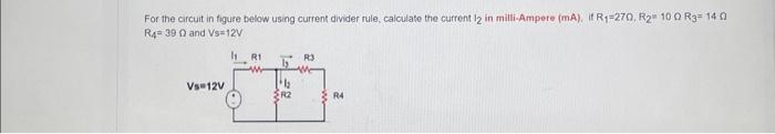 Solved For the circuit in tigure below using current divider | Chegg.com