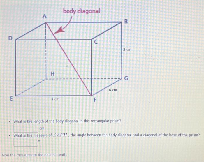 Solved - What is the length of the body diagonal in this | Chegg.com