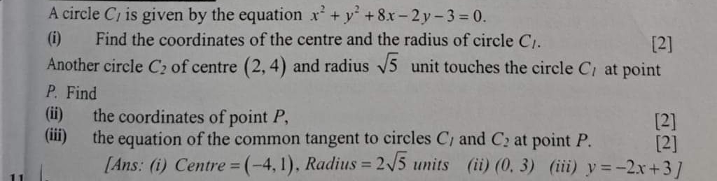Solved A circle Cl ﻿is given by the equation | Chegg.com