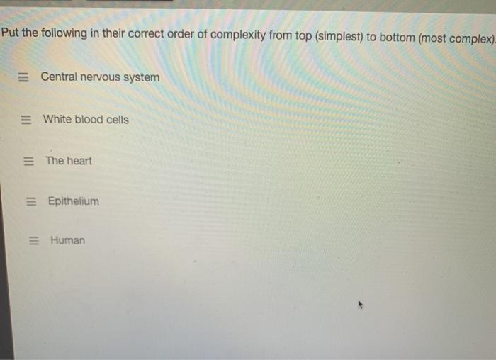 Solved Put the following in their correct order of | Chegg.com