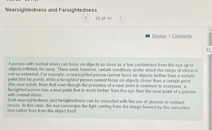 Solved Nearsightedness and Farsightedness 10 of 10 Constants | Chegg.com