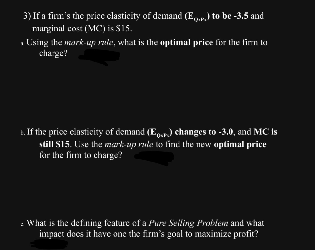 Solved If a firm's the price elasticity of demand (EQxPx) | Chegg.com