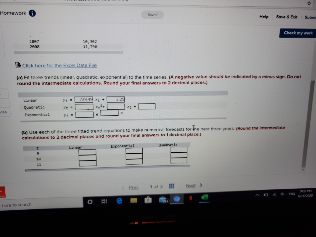 Solved Homework A Saved Help Save & Exit Submi Check my work | Chegg.com