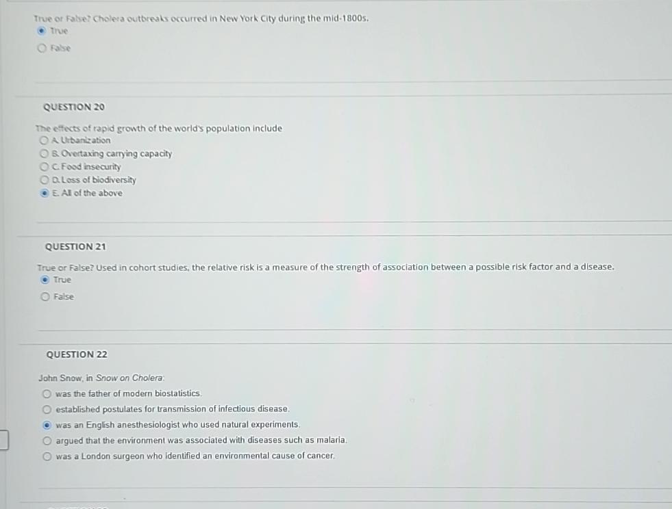 Solved True or Fabe? Choleva outbreaks orcurred in New York | Chegg.com