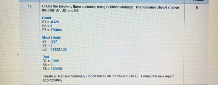 Create the following three scenarios using Scenario | Chegg.com