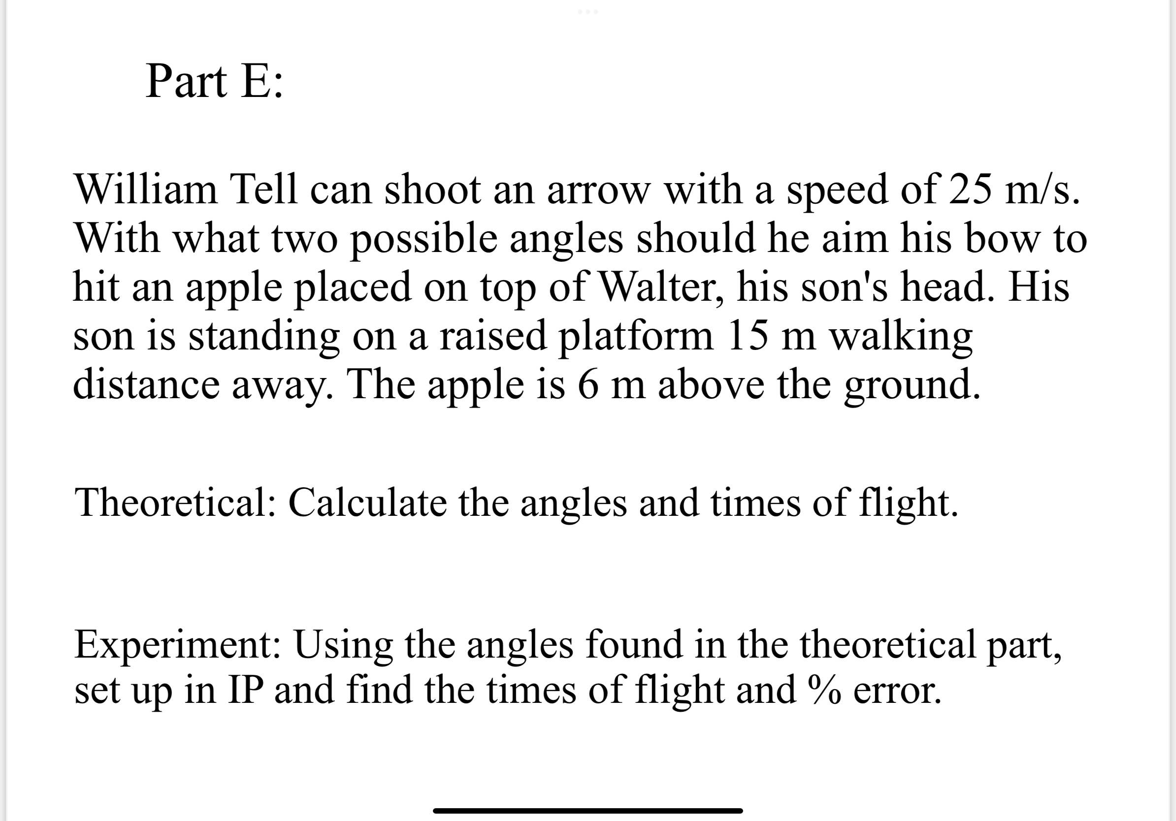 Solved Part E:William Tell can shoot an arrow with a speed | Chegg.com