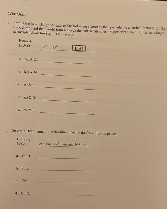Solved 2. Predict the ionic charge for each of the following | Chegg.com