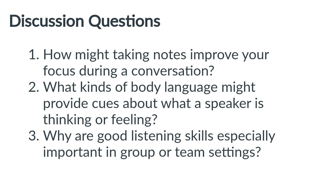)iscussion Questions 1. How might taking notes | Chegg.com