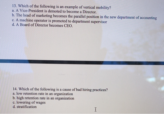 Solved 13. Which of the following is an example of vertical | Chegg.com