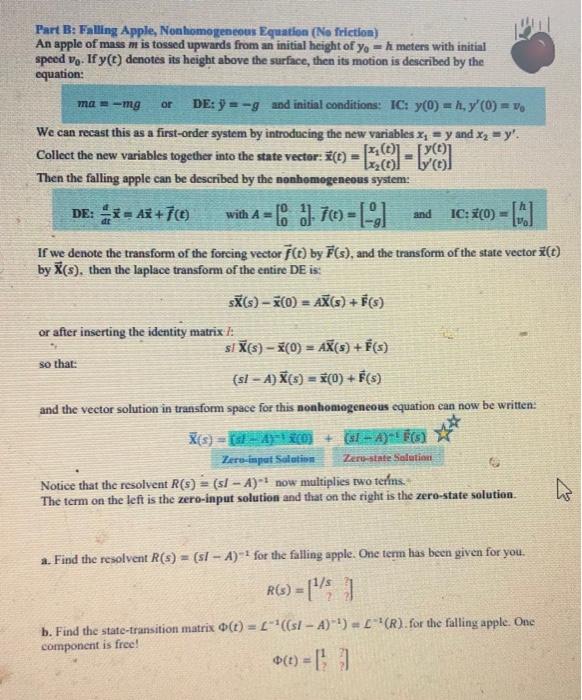 Solved Part B: Falling Apple, Nonhomogeneous Equation (Ne | Chegg.com