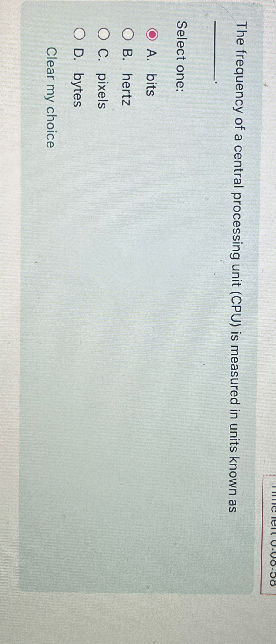 Solved The frequency of a central processing unit (CPU) ﻿is | Chegg.com
