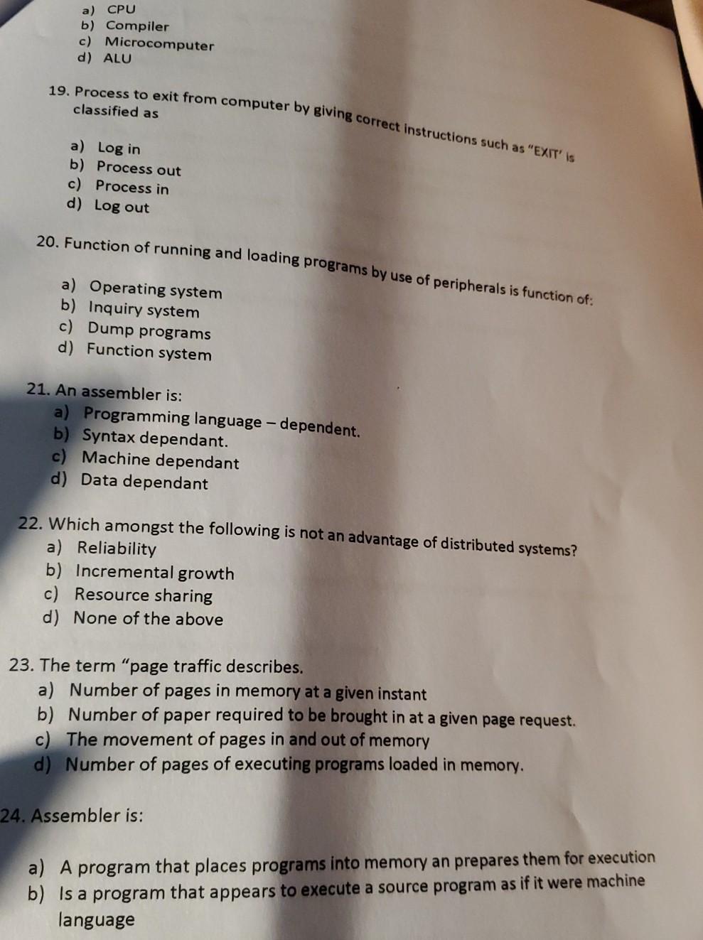Solved type 12. Here are parts to a computer system a) 2 b) | Chegg.com