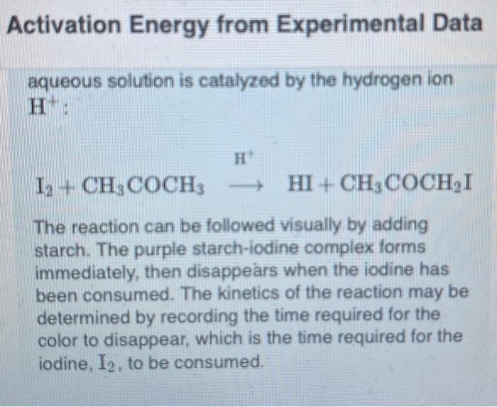 Solved Activation Energy from Experimental Data The | Chegg.com