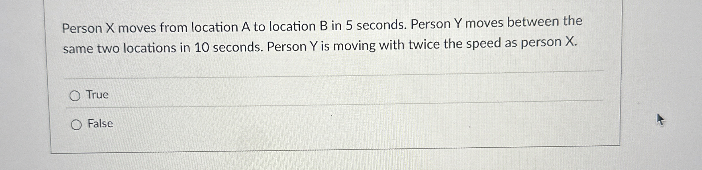 Solved Person x ﻿moves from location A ﻿to location B ﻿in 5 | Chegg.com