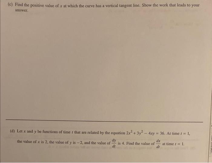 Solved 6. Consider the curve defined by 2x2+3y2−4xy=36. (a) | Chegg.com