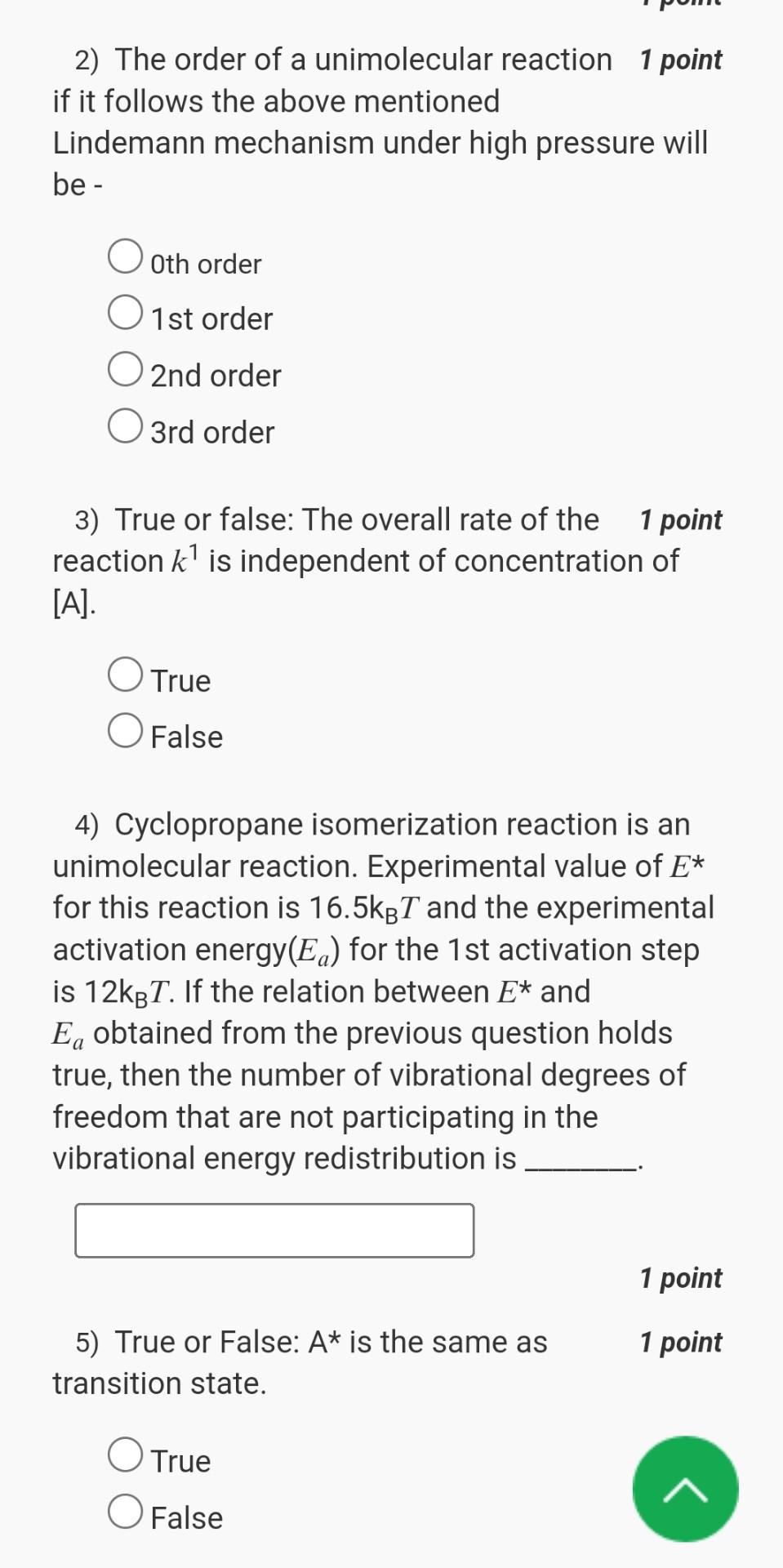 Solved unimolecular deacy topic from chemical kinetics | Chegg.com