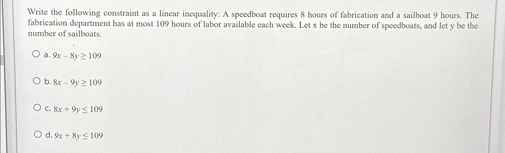 Write the following constraint as a linear | Chegg.com