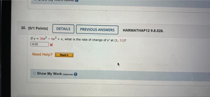 Solved 20. [0/1 Points] DETAILS PREVIOUS ANSWERS HARMATHAP12 | Chegg.com