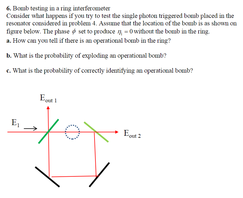 Solved 6. Bomb testing in a ring interferometer Consider | Chegg.com