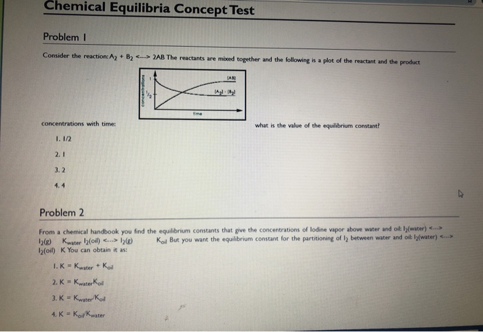 Solved Chemical Equilibria Concept Test Problem! Consider | Chegg.com