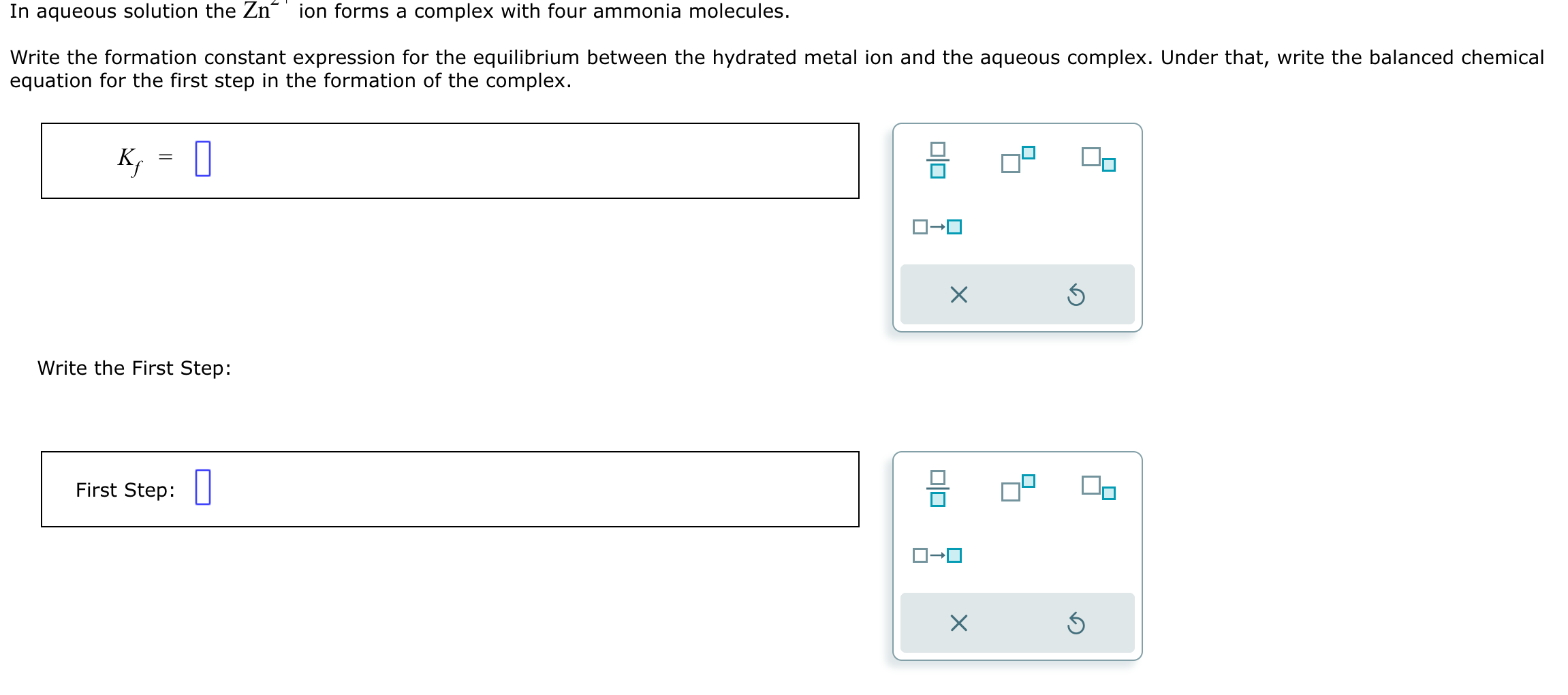 Solved In aqueous solution the Zn2 ﻿ion forms a complex with | Chegg.com