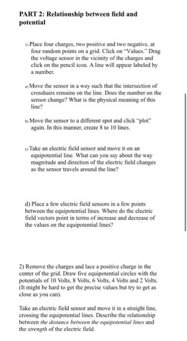 Solved PART 2: Relationship between field and potential 1) | Chegg.com