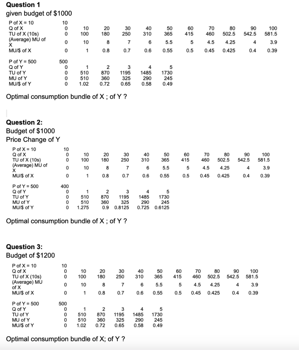 Solved For each question find the number for both X and Y | Chegg.com