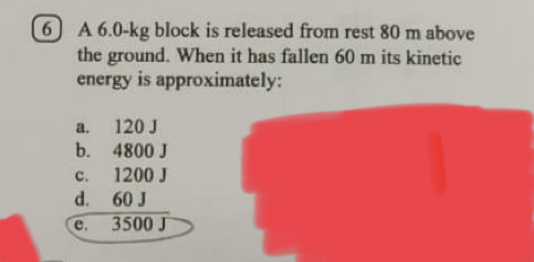 Solved (6) ﻿A 6.0-kg ﻿block is released from rest 80 ﻿m | Chegg.com