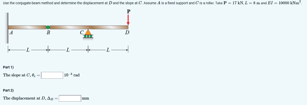 Solved Use the conjugate-beam method and determine the | Chegg.com