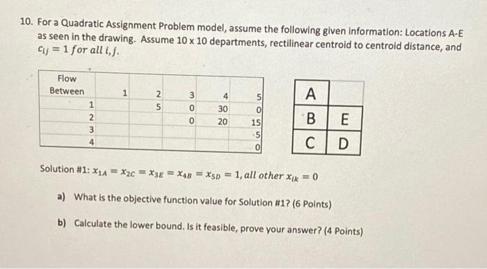 Solved 10. For a Quadratic Assignment Problem model, assume | Chegg.com
