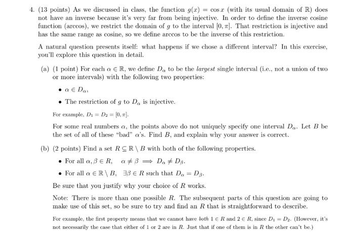 Solved (13 points) As we discussed in class, the function | Chegg.com