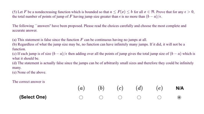 Solved (5) Let F be a nondecreasing function which is | Chegg.com