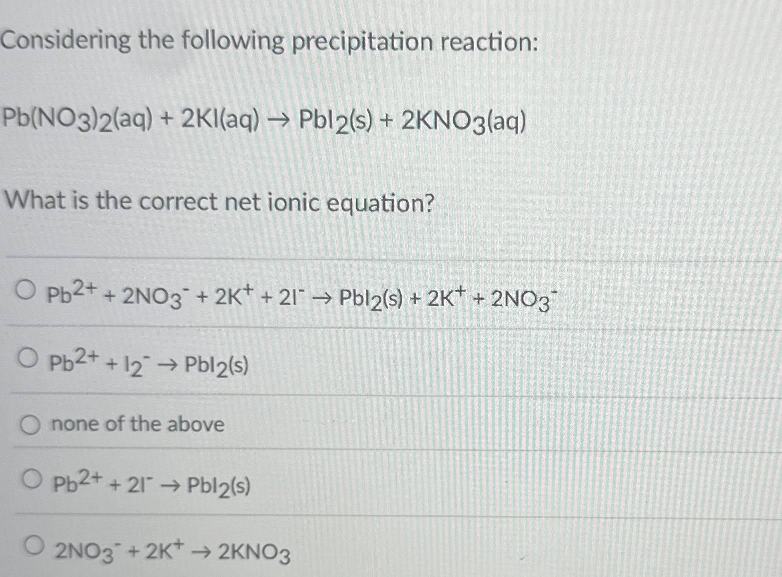 Solved Considering the following precipitation | Chegg.com