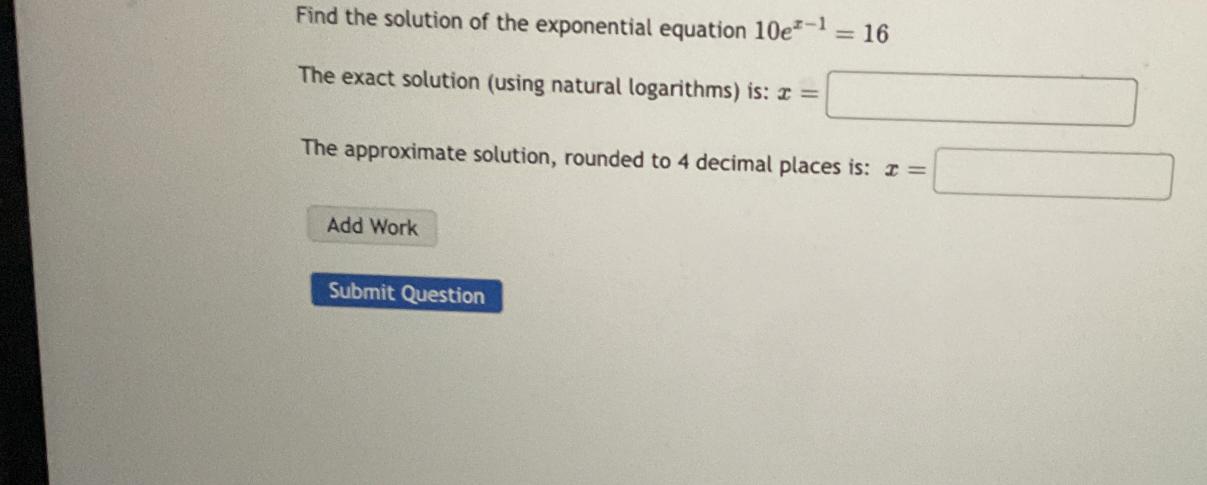 Solved Find the solution of the exponential equation | Chegg.com