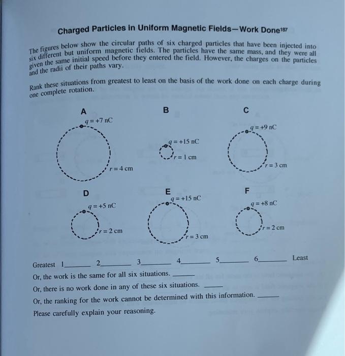 Solved Charged Particle and a Uniform Magnetic Field -- Work | Chegg.com