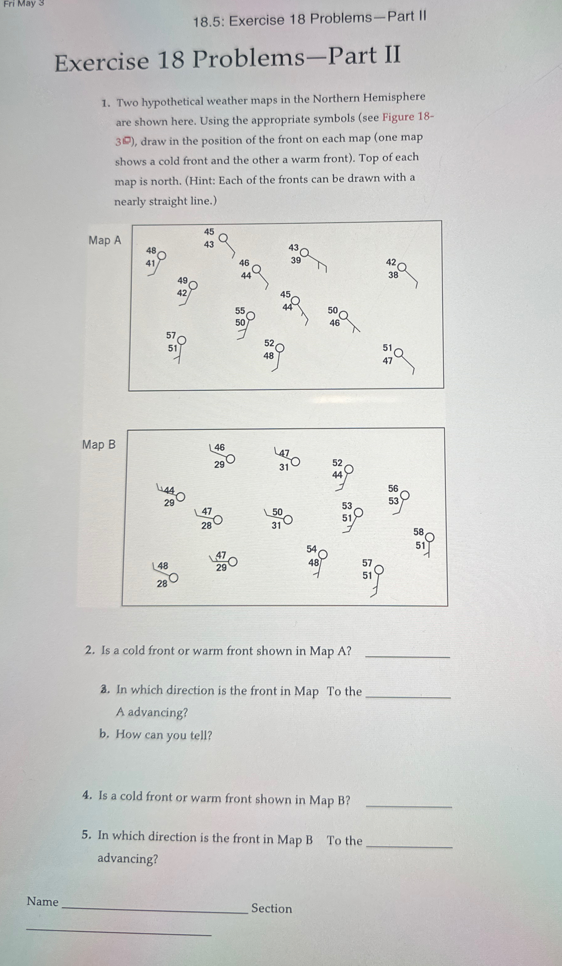 Fri May 318.5: Exercise 18 ﻿Problems-Part IIExercise | Chegg.com