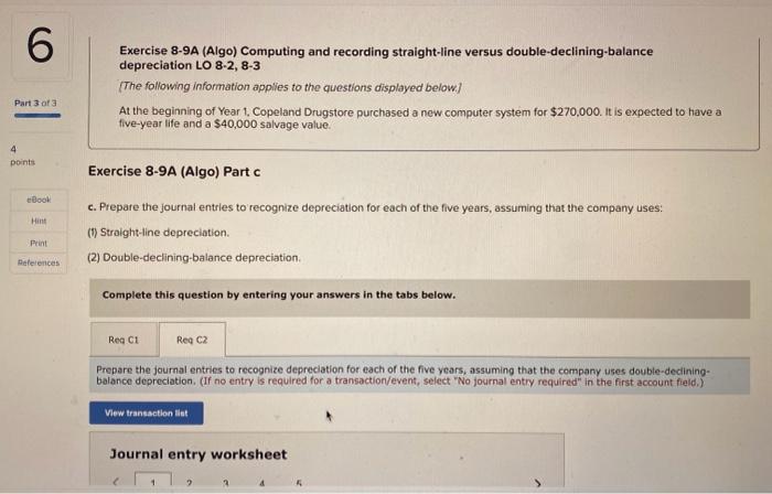Solved Required information Exercise 8-9A (Algo) Computing | Chegg.com