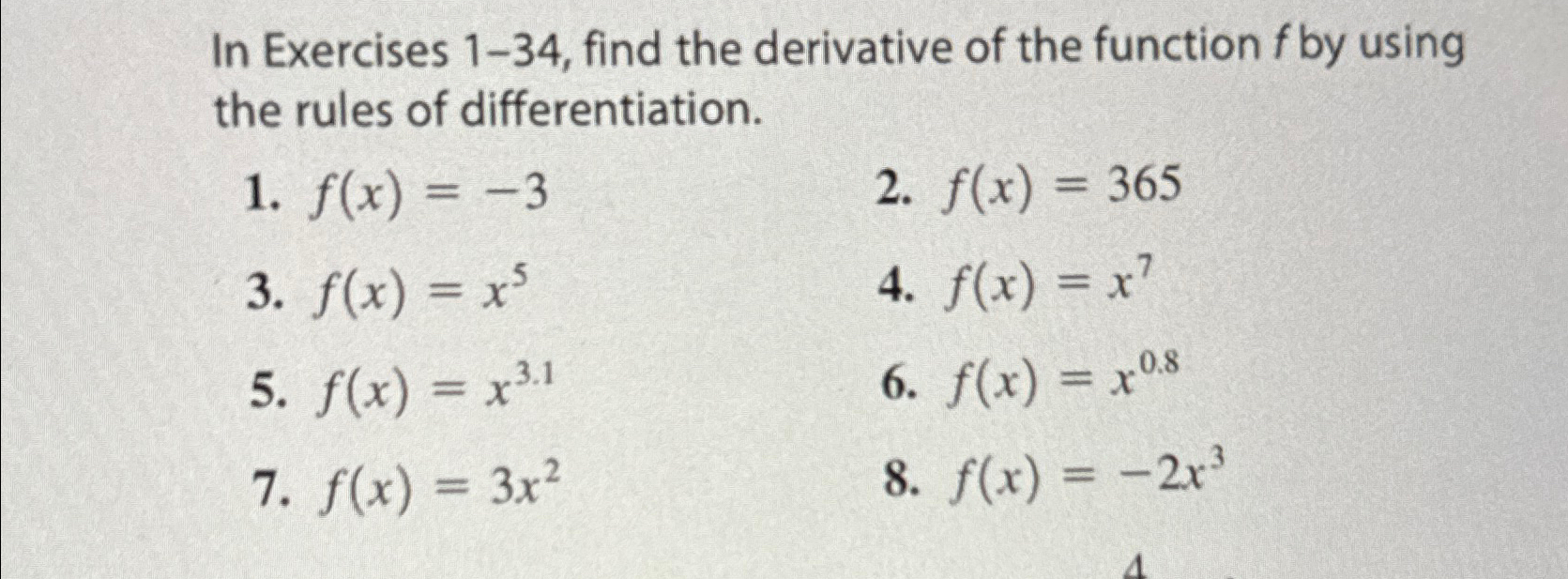 Solved In Exercises 1-34, ﻿find the derivative of the | Chegg.com