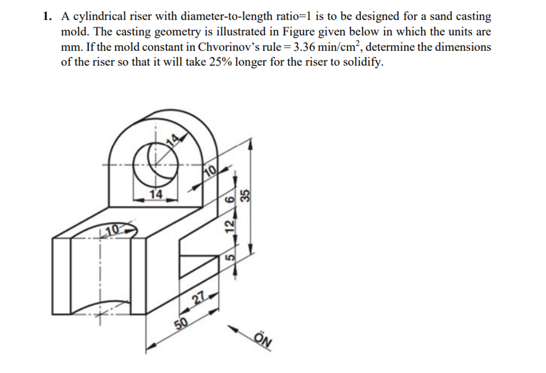 Solved A cylindrical riser with diameter-to-length ratio =1 | Chegg.com