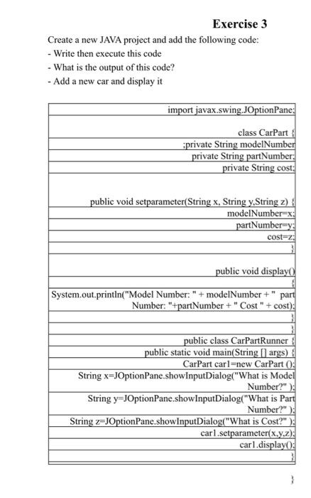 Solved Exercise I Write a Java code to: 1. Represent a Date | Chegg.com