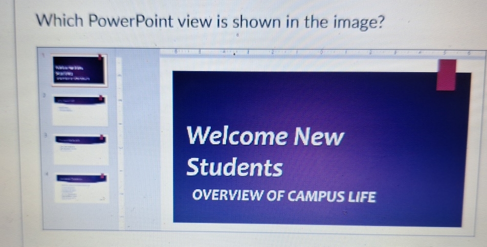 Solved Which PowerPoint view is shown in the image? | Chegg.com