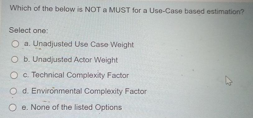 Solved Which of the below is NOT a MUST for a Use-Case based | Chegg.com