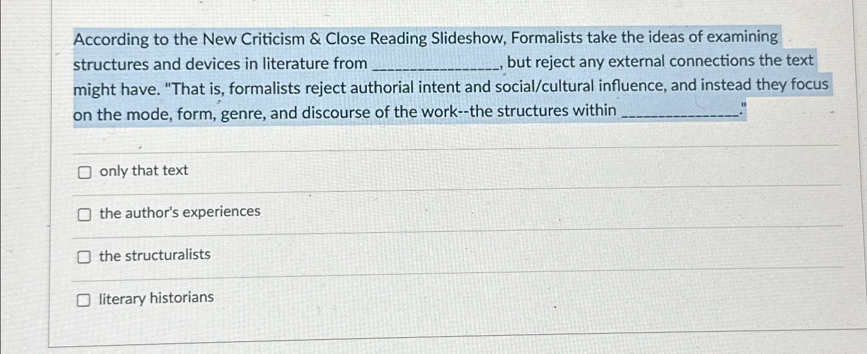 Solved According to the New Criticism & Close Reading | Chegg.com
