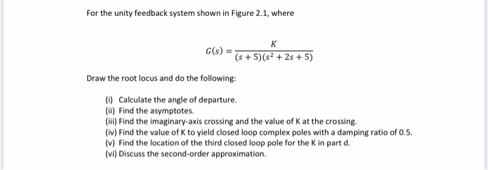Solved For the unity feedback system shown in Figure 2.1, | Chegg.com