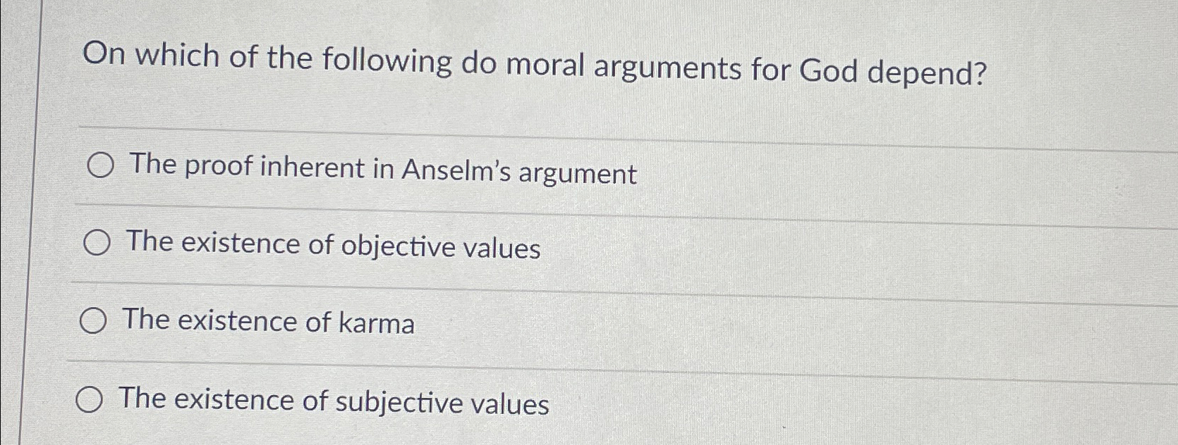 Solved On which of the following do moral arguments for God | Chegg.com